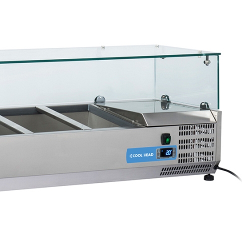 Saladette à Poser 120 cm - 3 bacs GN1/3 - 1 bac GN1/2 - verre - VRX12/38