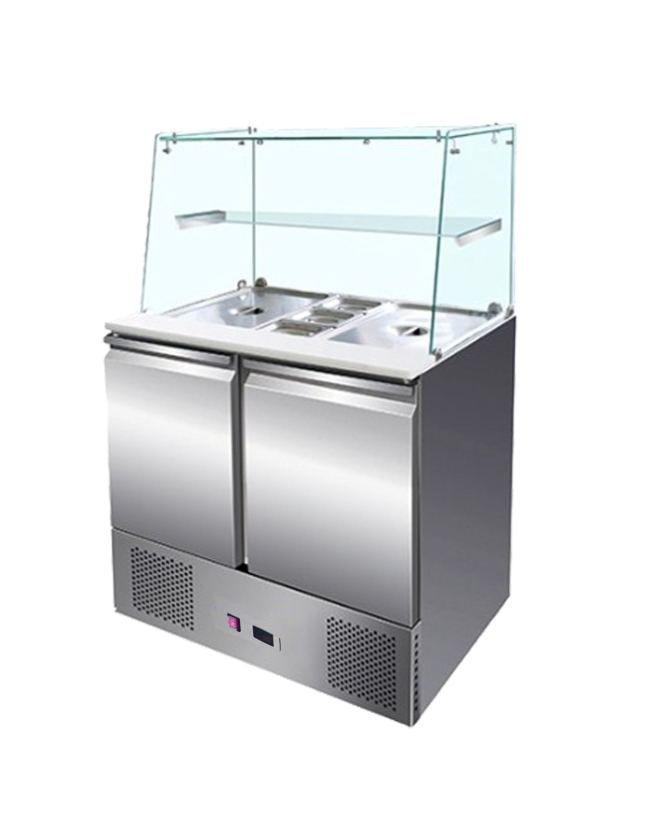 Meuble saladette 2 portes GN1/1 avec pare-haleine - 300 L - MS3811